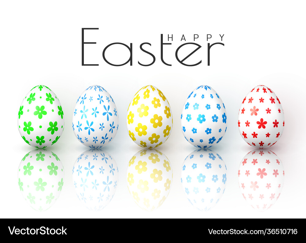 Happy easter color eggs on white background Vector Image