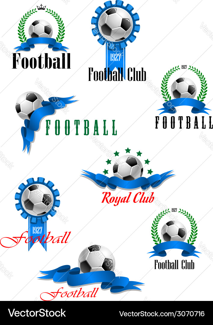 Large set of football emblems Royalty Free Vector Image