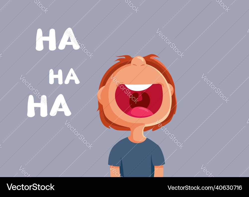 Little boy laughing loud cartoon Royalty Free Vector Image