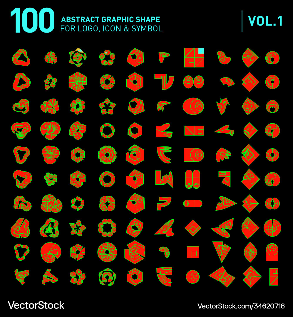 Logo and icon mega collection set 100 colorful Vector Image