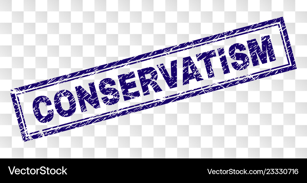 Scratched conservatism rectangle stamp Royalty Free Vector