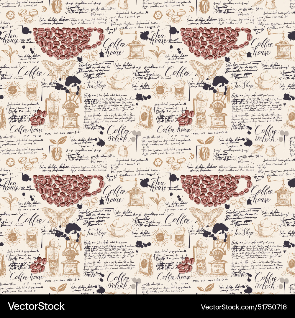 Seamless pattern on tea and coffee theme Vector Image