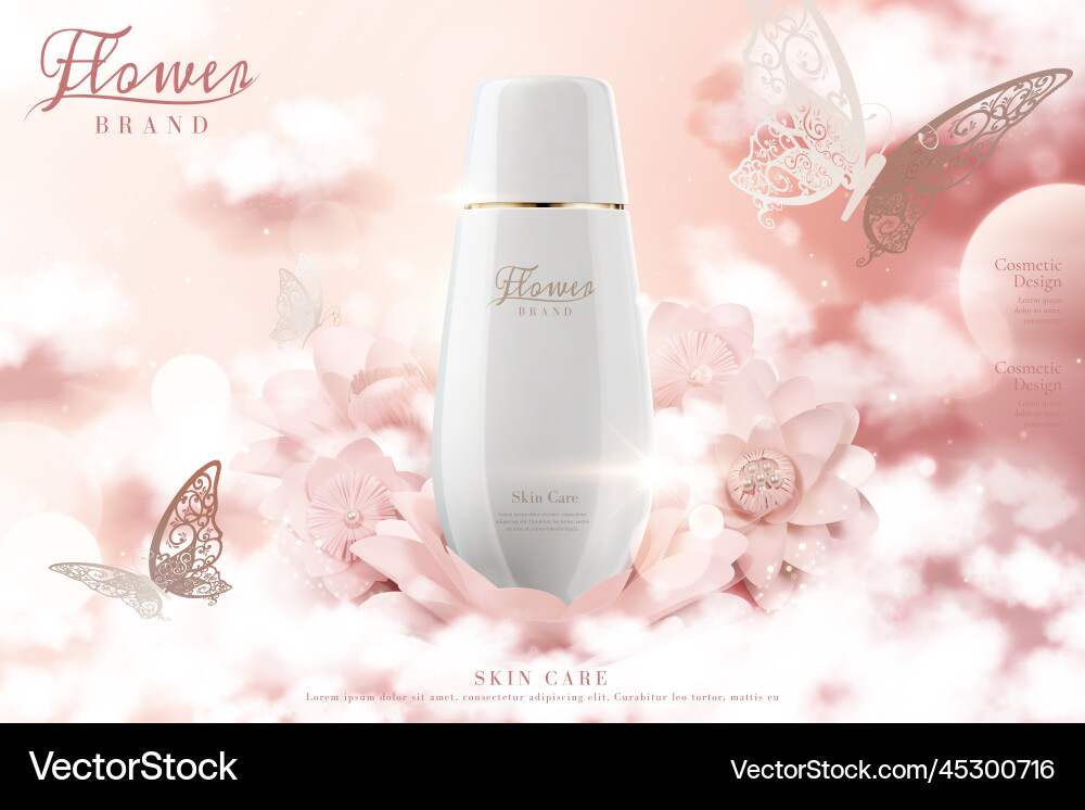 Skincare lotion bottle ads Royalty Free Vector Image