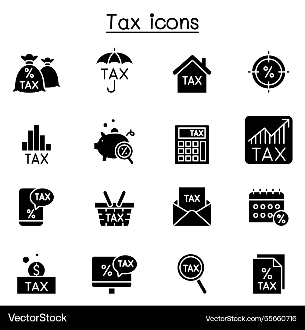Tax icon set in thin lines style Royalty Free Vector Image