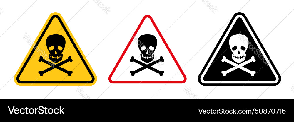 Toxic sign icon set danger caution poison Vector Image