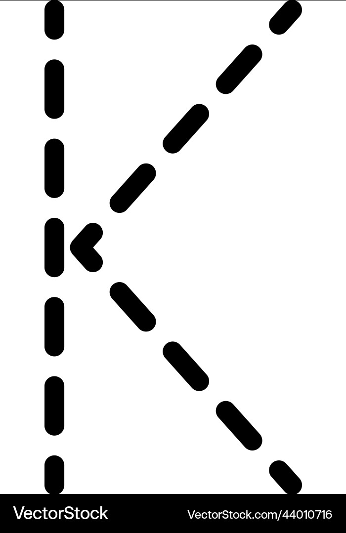Tracing Alphabet Letter K Prewriting Dotted Line Vector Image