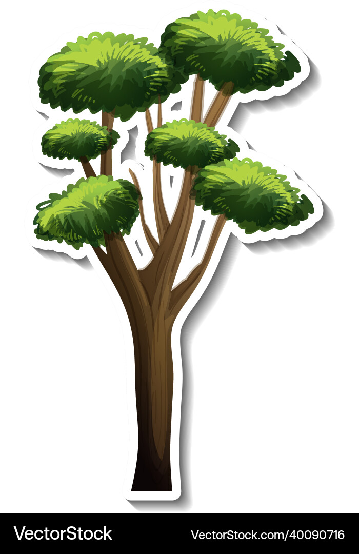 Tree sticker isolated on white background Vector Image