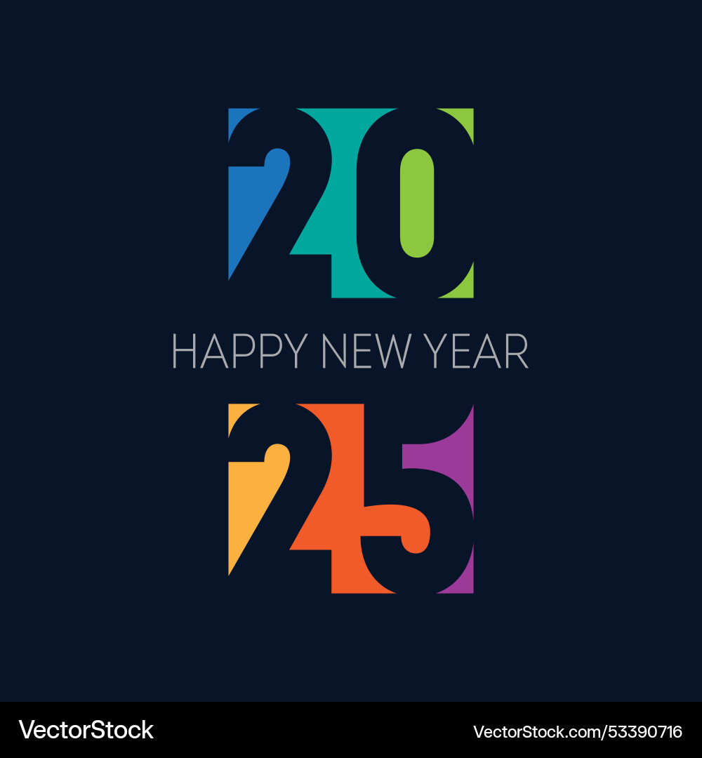 Vibrant 2025 modern geometric new year design Vector Image