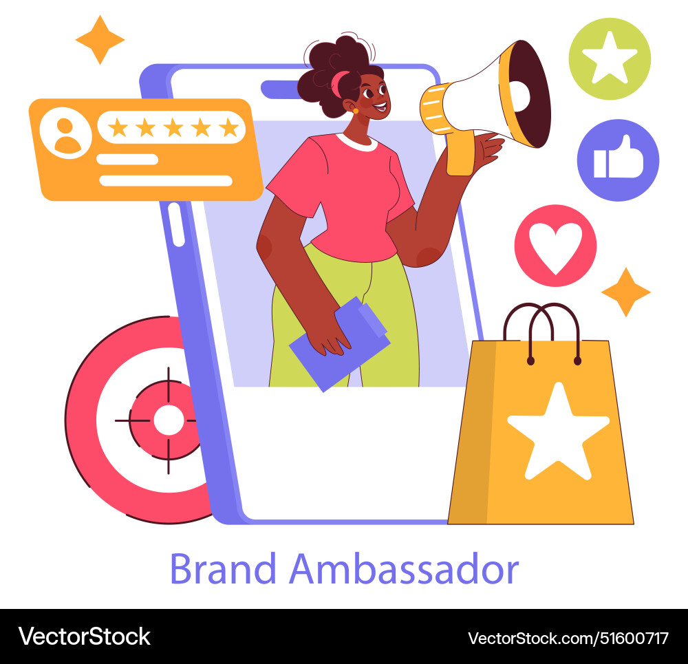 Influencer marketing flat Royalty Free Vector Image