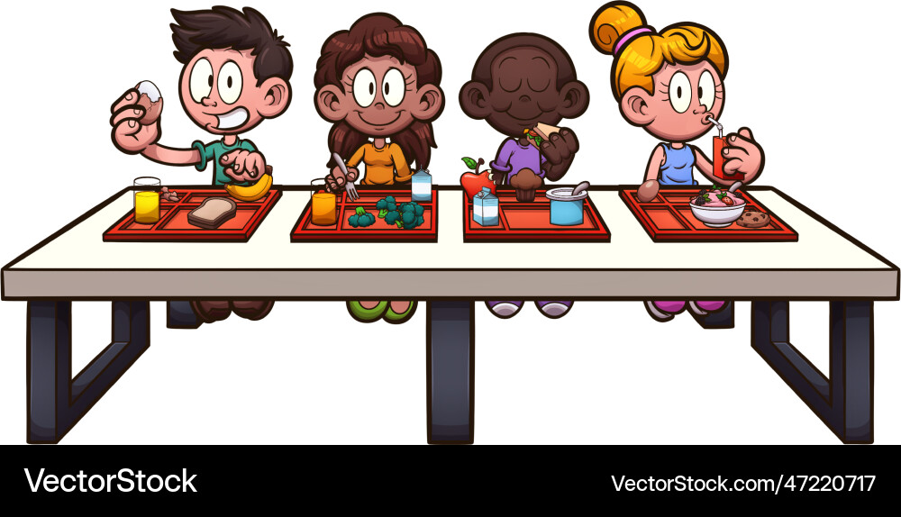 Kids having lunch Royalty Free Vector Image - VectorStock