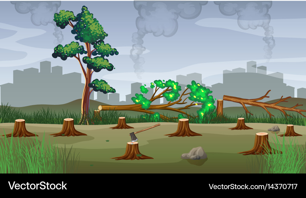 Pollution theme with deforestation Royalty Free Vector Image