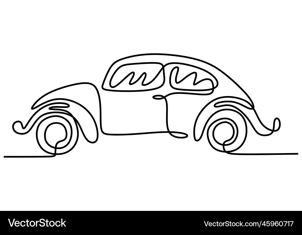 Retro car continuous one line drawing isolated Vector Image