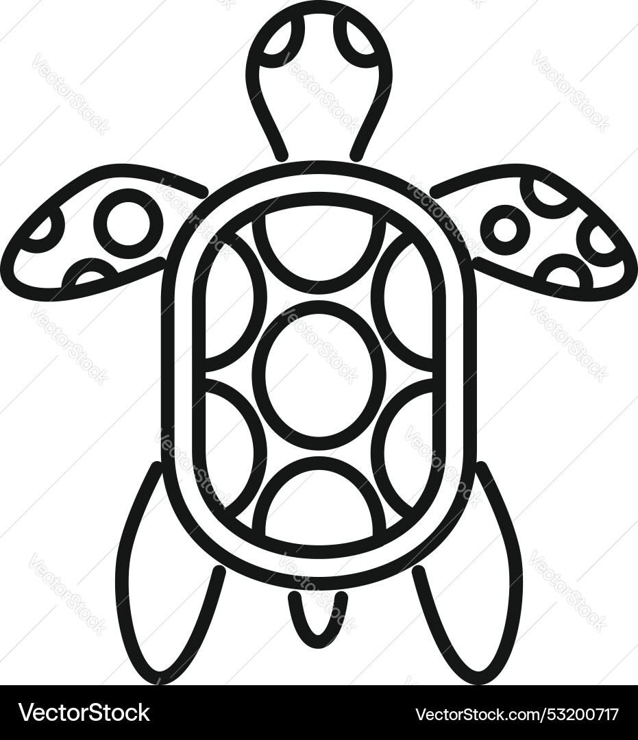 Sea turtle swimming upwards line art icon Vector Image