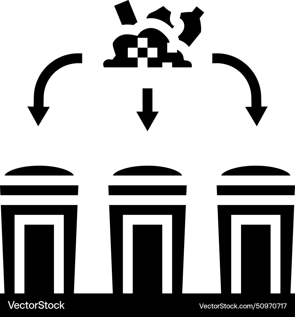 Segregation waste sorting glyph icon Royalty Free Vector Segregation waste sorting glyph icon Royalty Free Vector