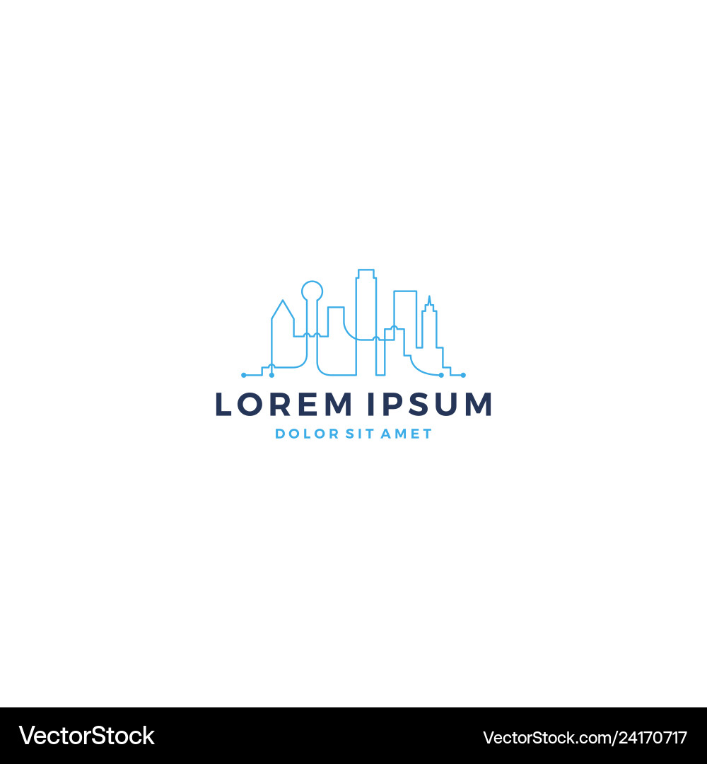 Smart city building skyline tech logo template Vector Image