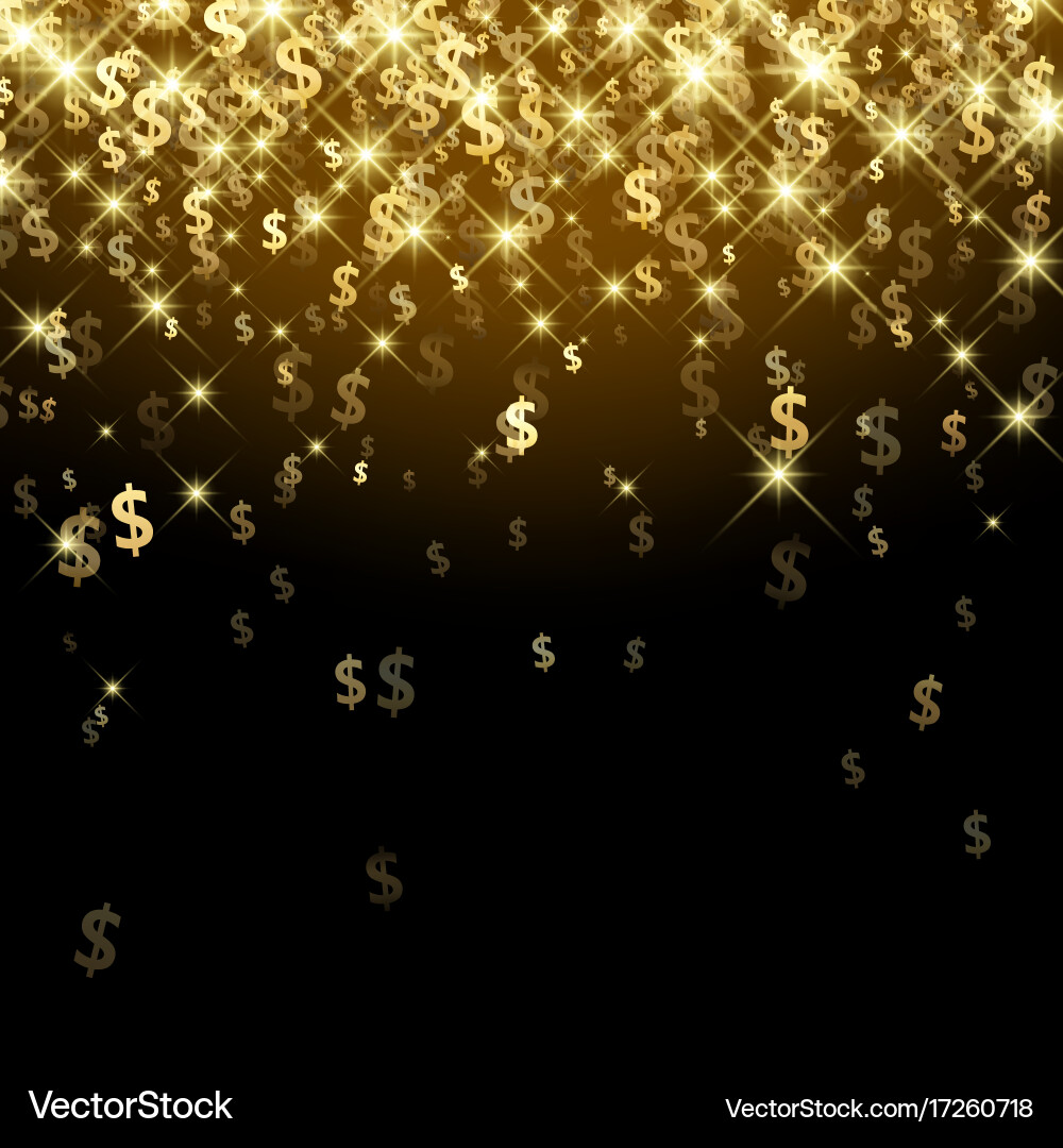 Black background with dollar signs Royalty Free Vector Image