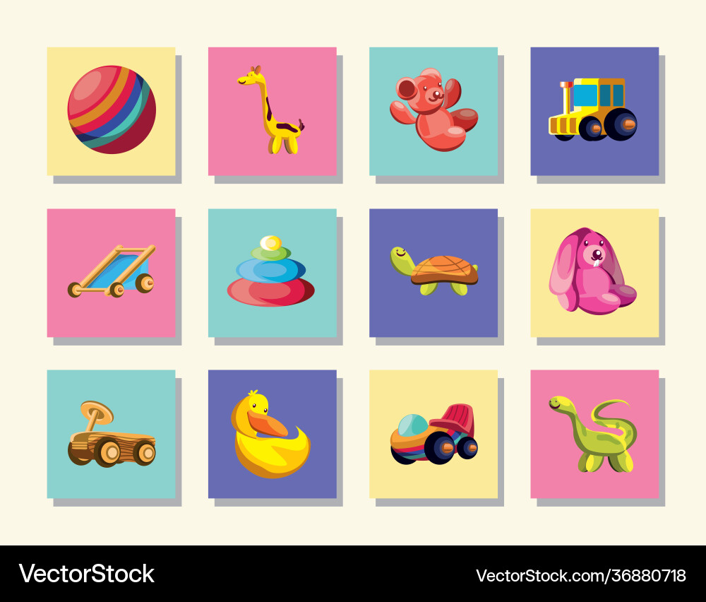 Children toys set Royalty Free Vector Image - VectorStock