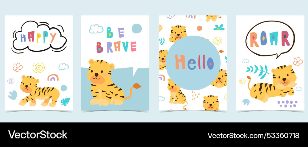 Cute baby tiger template background for a4 Vector Image