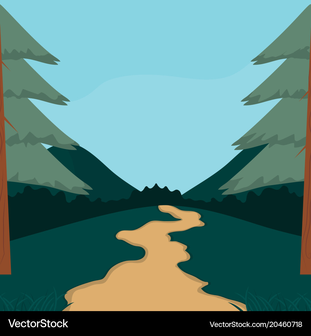 Forest landscape cartoon Royalty Free Vector Image