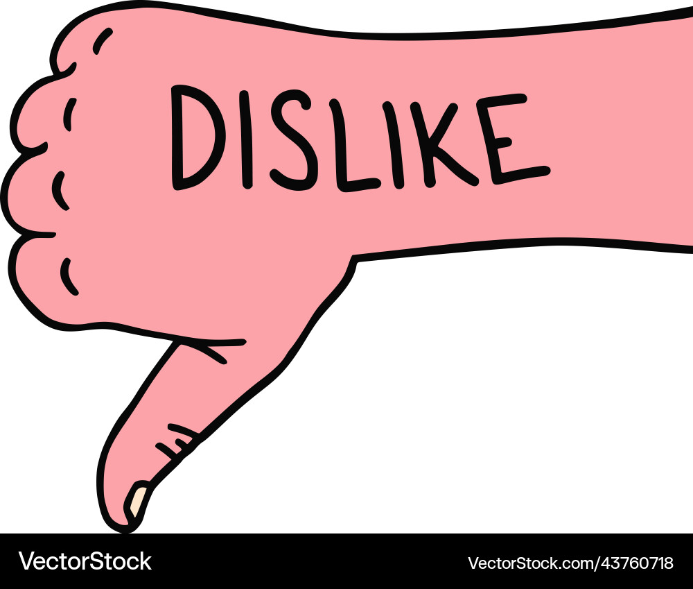 Hand dislike thumb down drawn doodle Royalty Free Vector