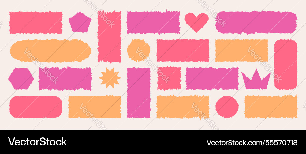 Jagged rectangle collection tattered frame Vector Image
