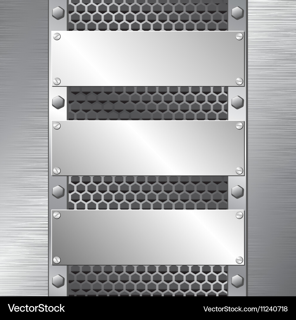 Metal texture with three metallic plaques Vector Image