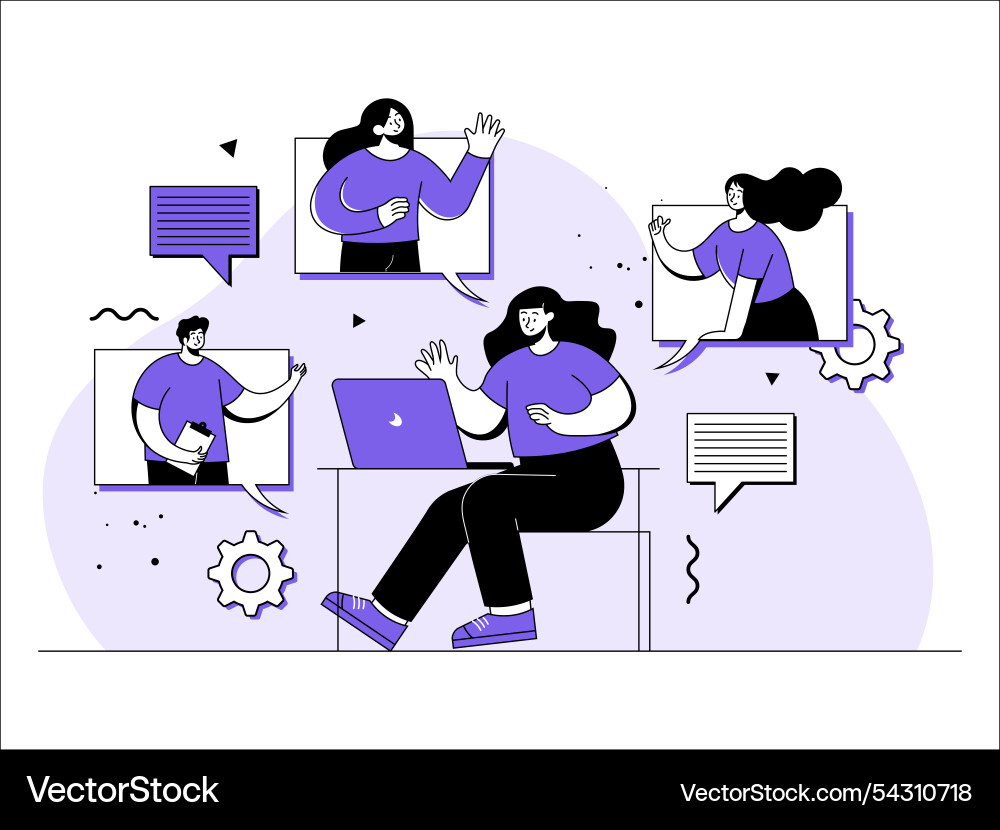 Online business meeting flat Royalty Free Vector Image