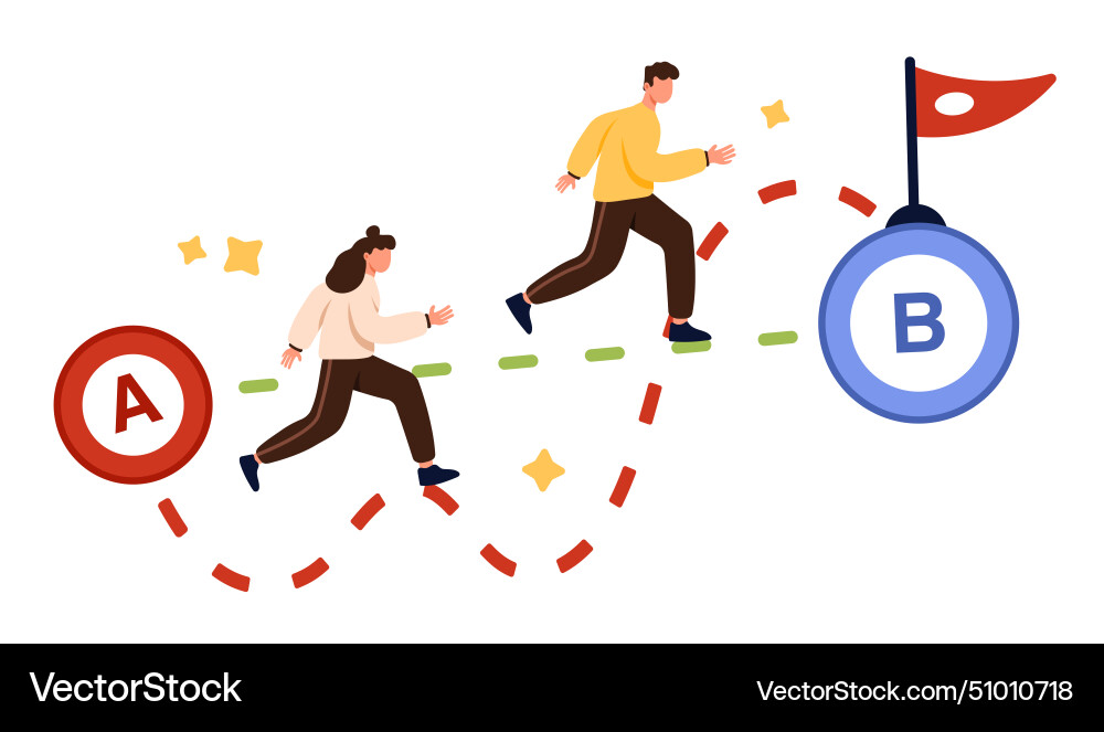 Shortcut from point a to b simplicity Royalty Free Vector