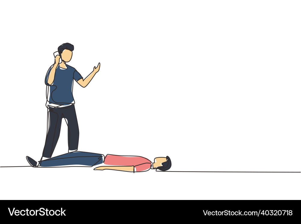 Single continuous line drawing fainting person Vector Image