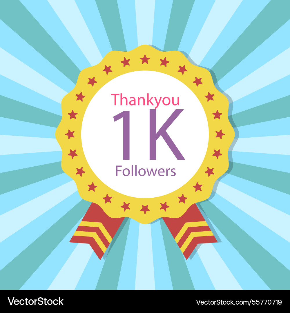 1k followers badge retro background Royalty Free Vector