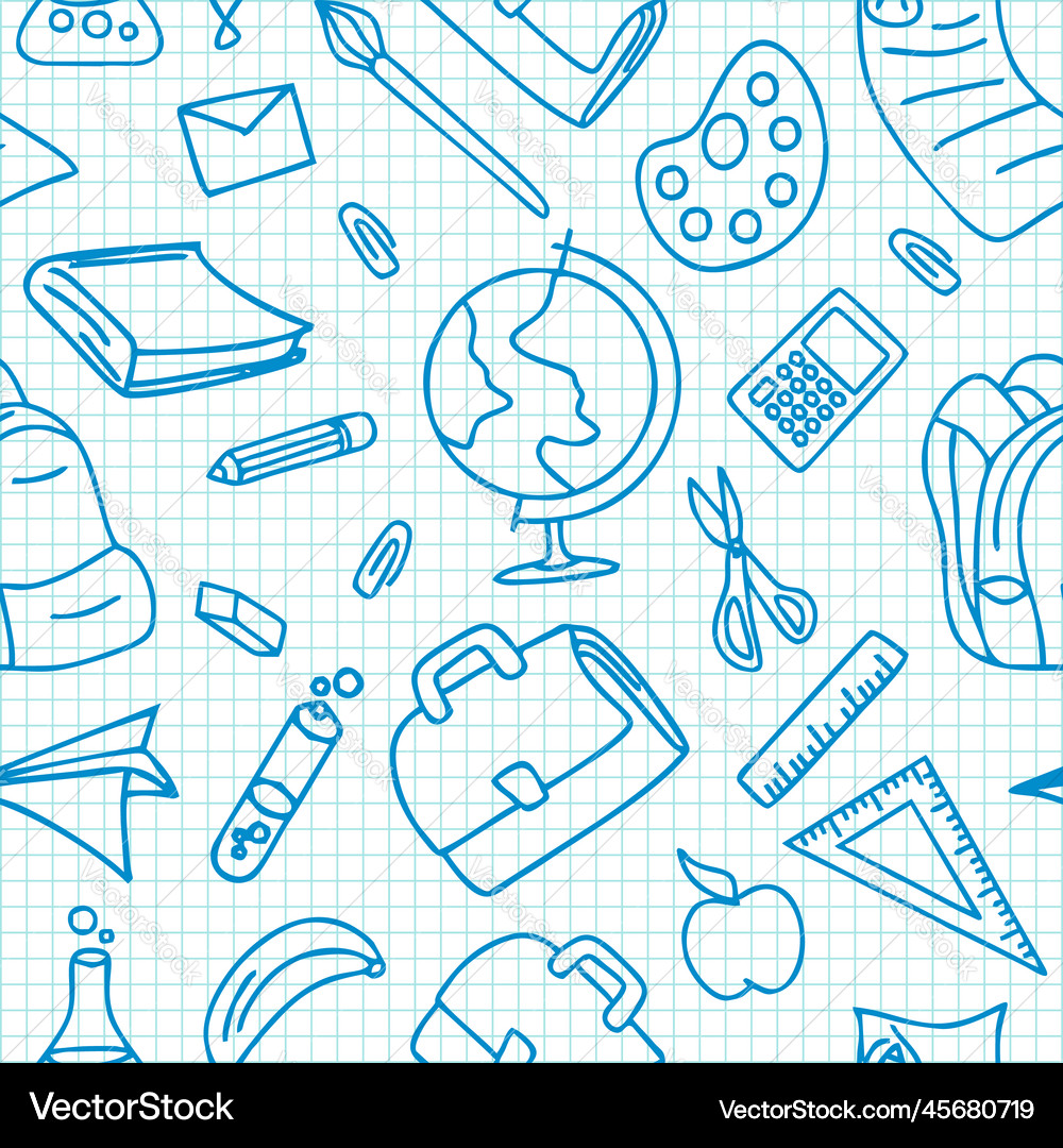 Back to school doodle line drawing vintage style Vector Image