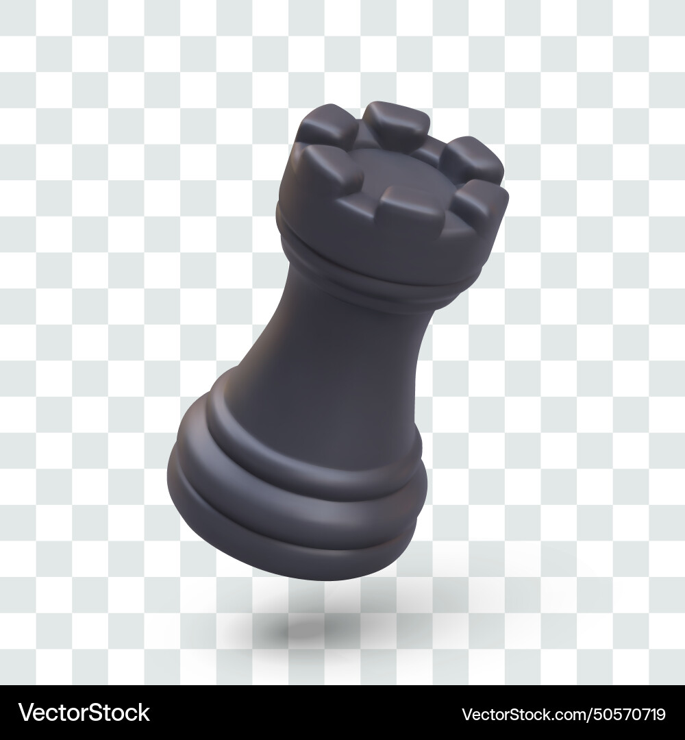 Black rook in tilted position realistic game Vector Image