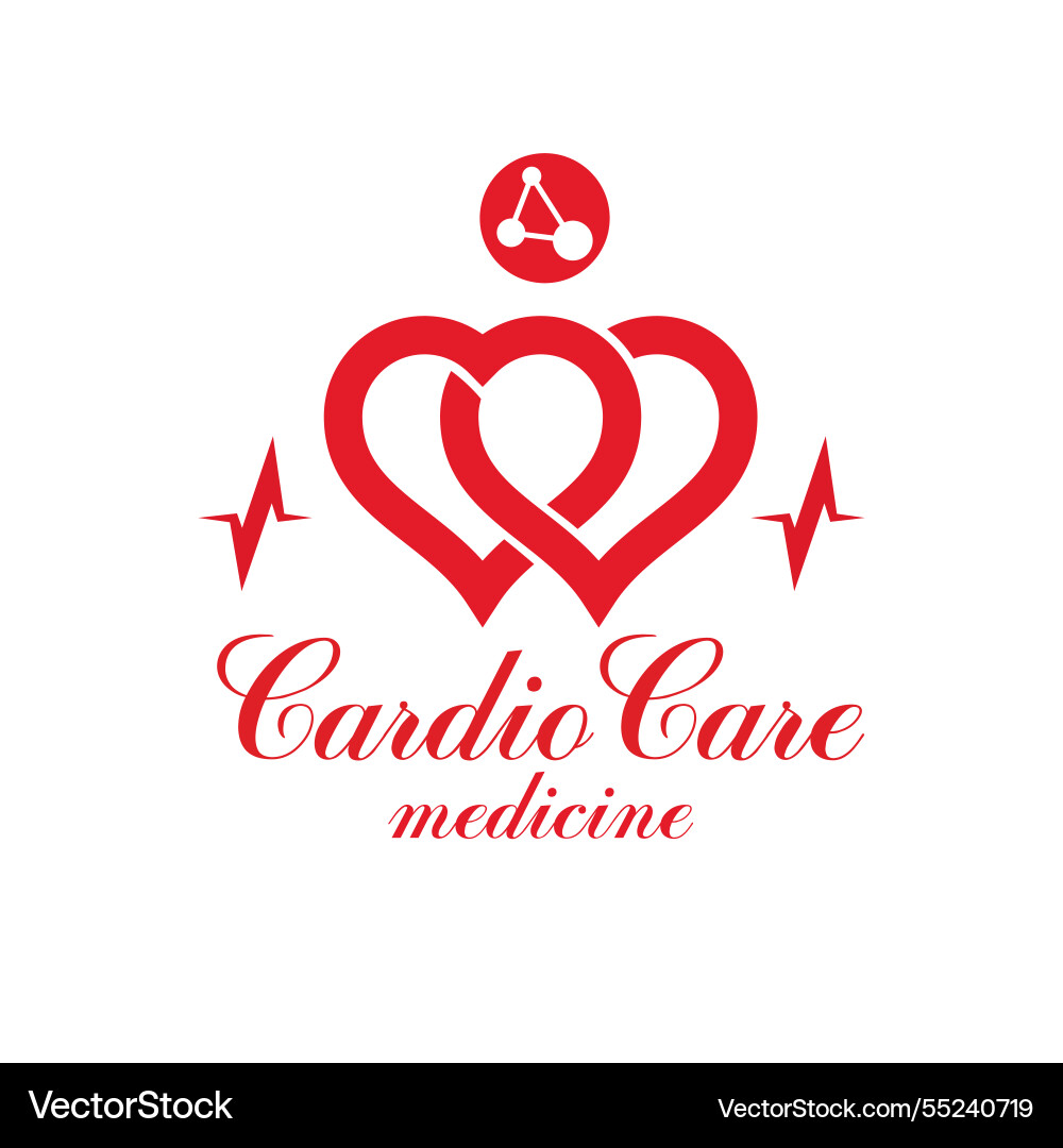 Cardio abstract logo made with red heart shape Vector Image