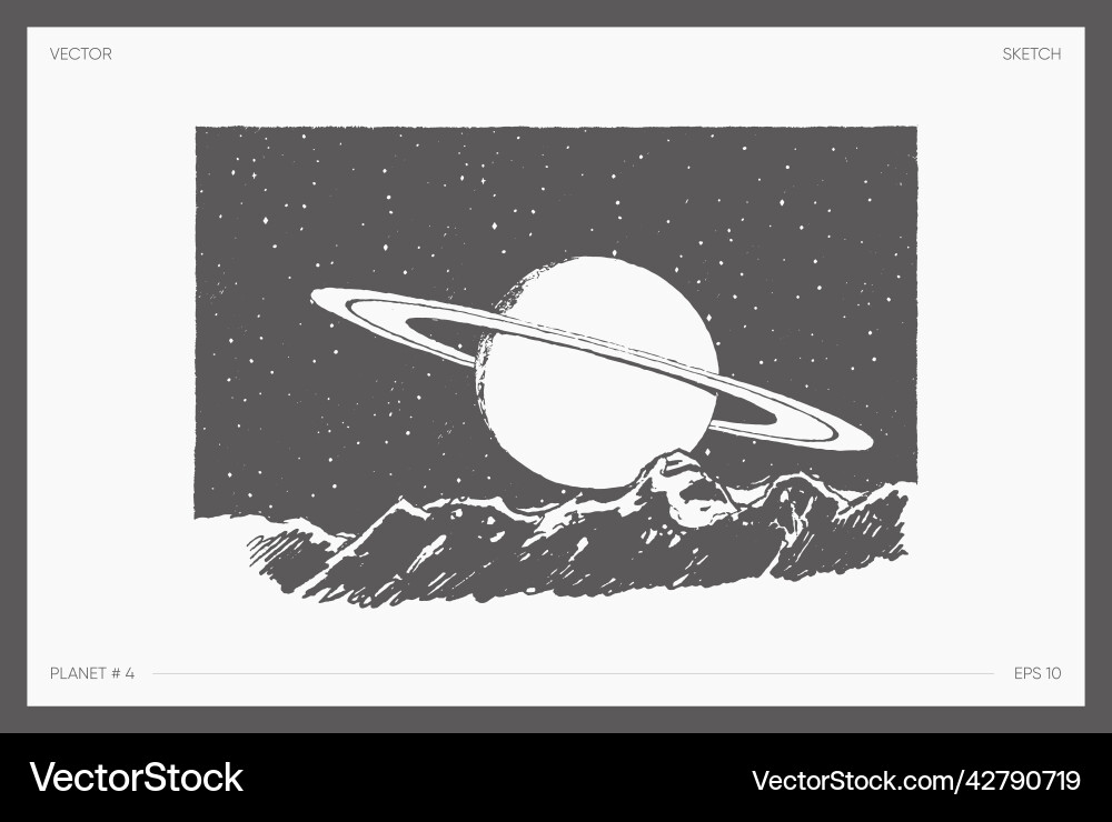 Cosmic landscape space sketch Royalty Free Vector Image
