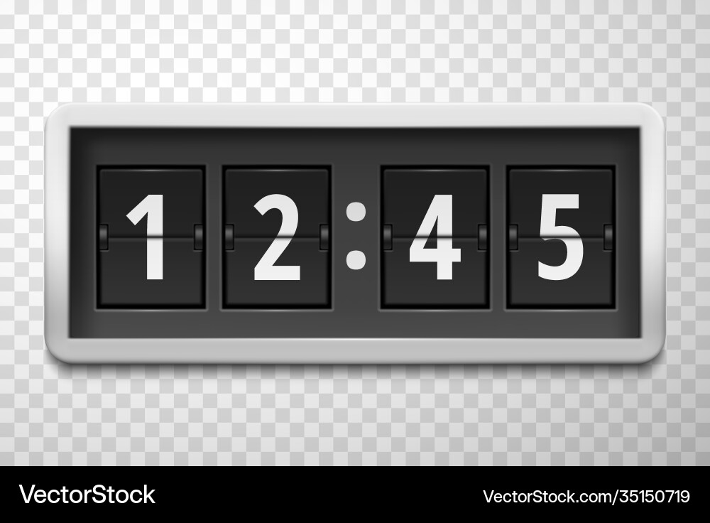 Flip clock realistic icon electromechanical split Vector Image