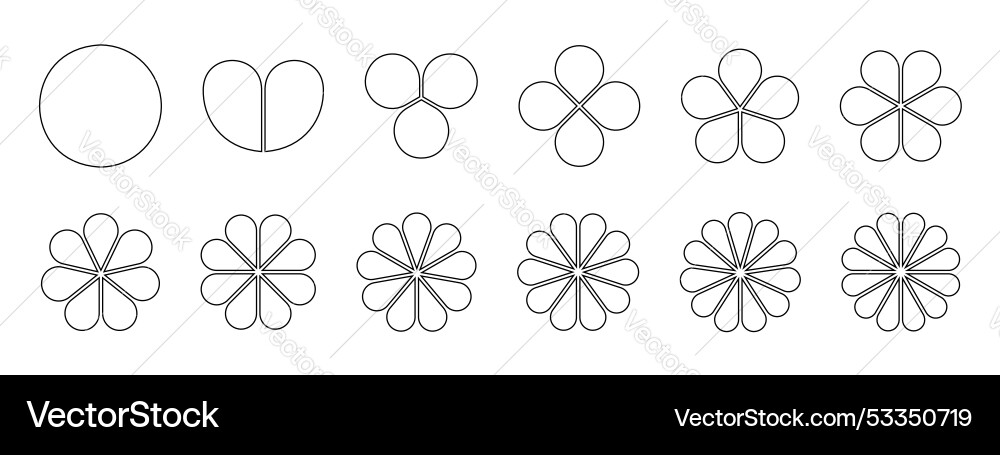 Flower diagrams with petals floral pie chart Vector Image