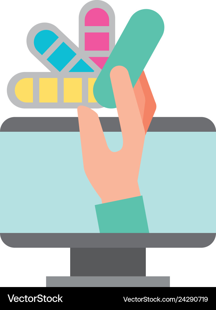 Hand holding tone color palette computer graphic Vector Image