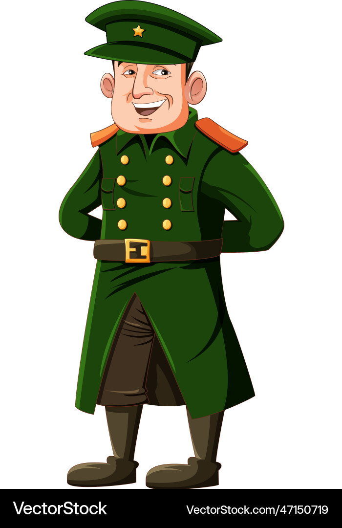 Happy army officer cartoon character Royalty Free Vector