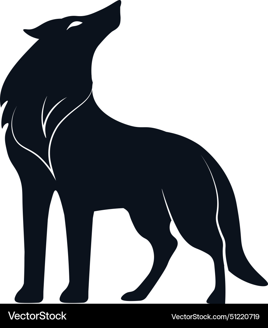 Howling wolf silhouette artwork Royalty Free Vector Image