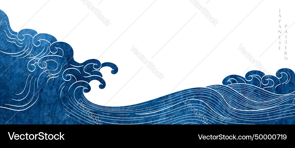 Japanese background with blue watercolor texture Vector Image