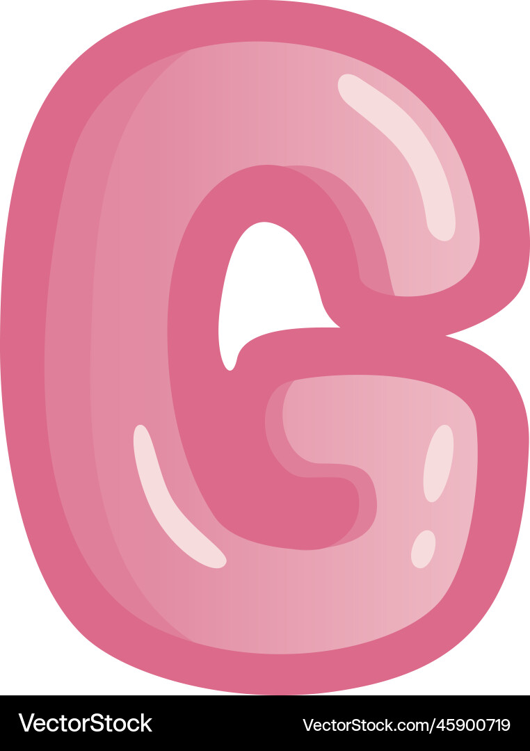 Letter g bold alphabet pink doodle drawing Vector Image