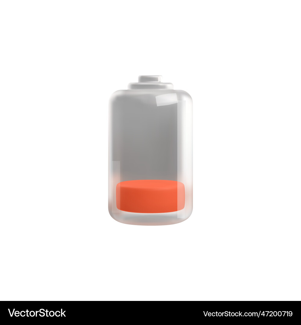 Low battery charge indicator 3d style Royalty Free Vector