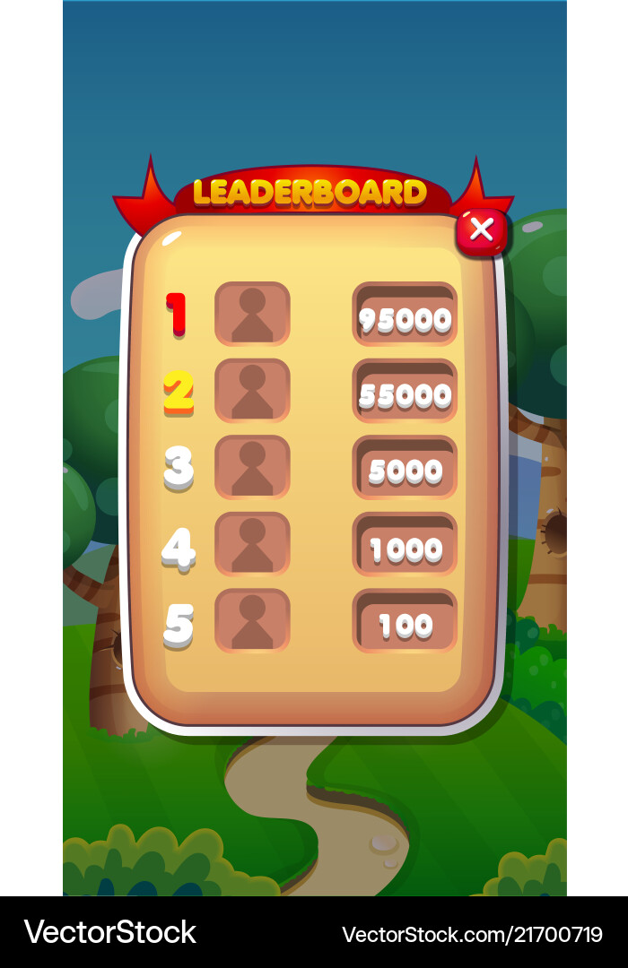 Mobile Game Leaderboard UI Assets Royalty Free Vector Image