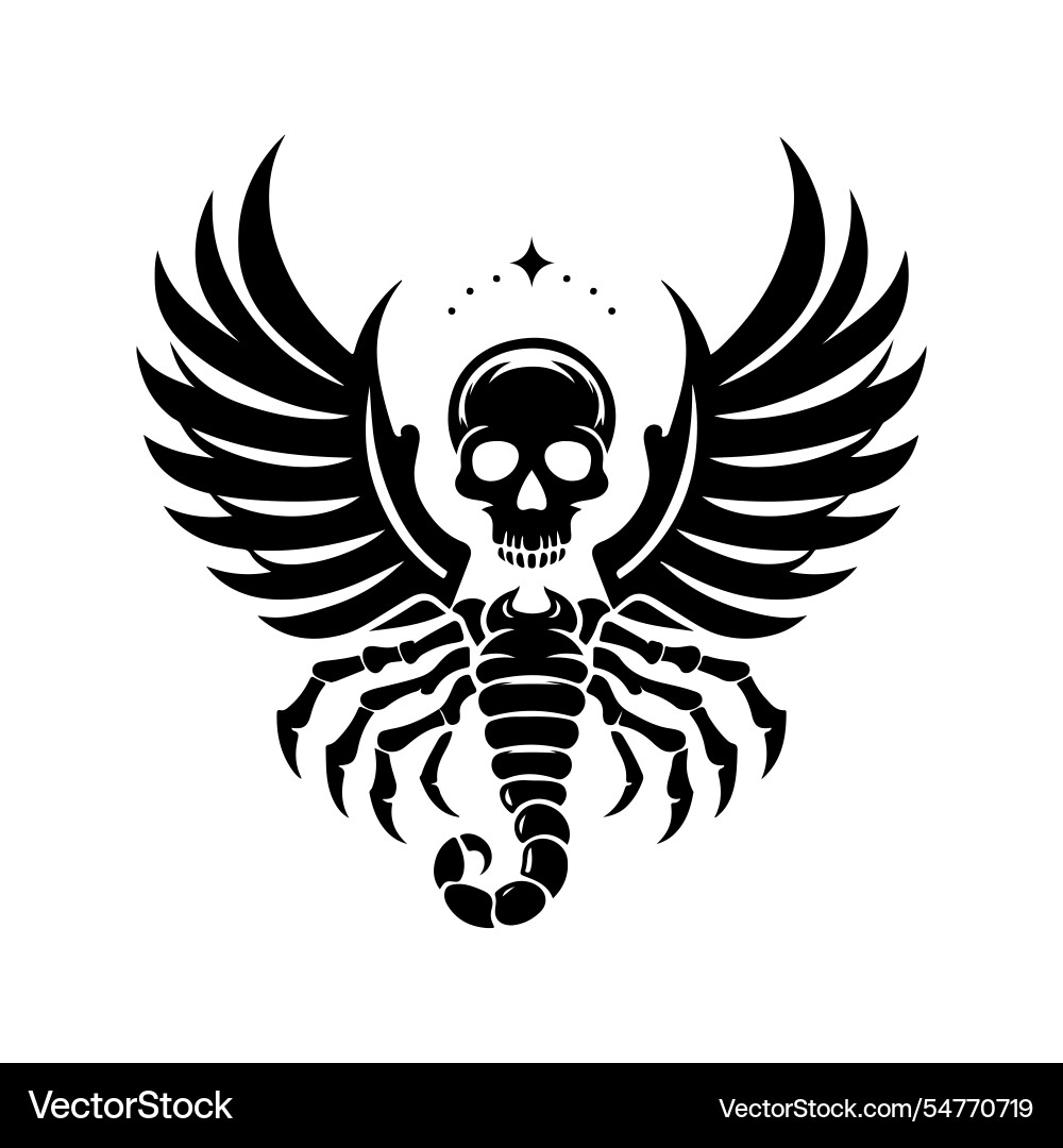 Scorpion wings with skull silhouette dark Vector Image