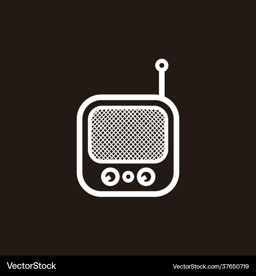 Silhouette classic square portable radio black Vector Image