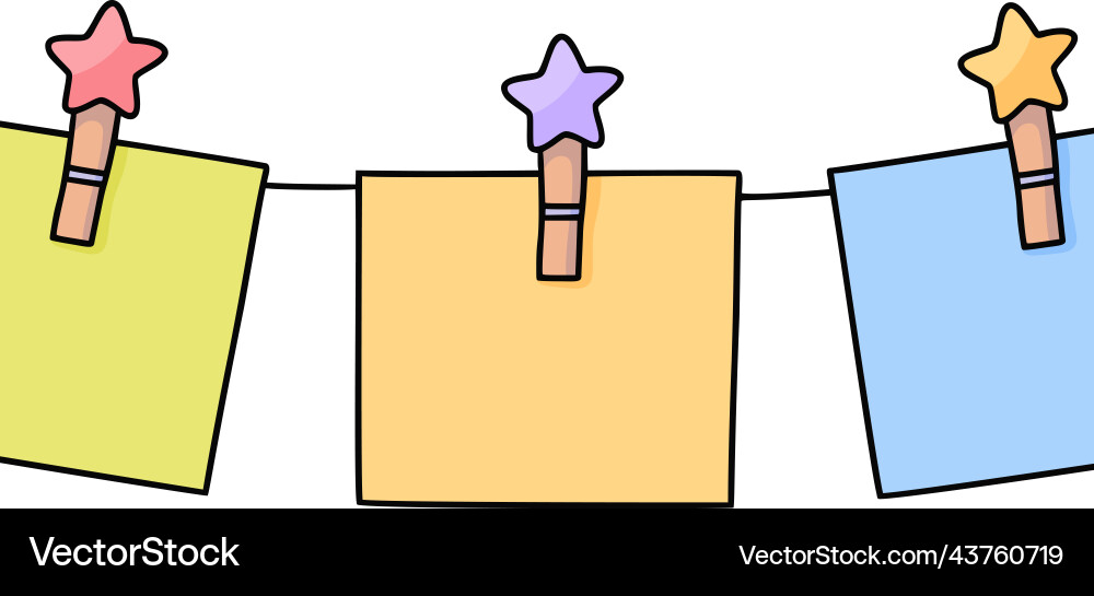 Stickers attached with a pin star Royalty Free Vector Image