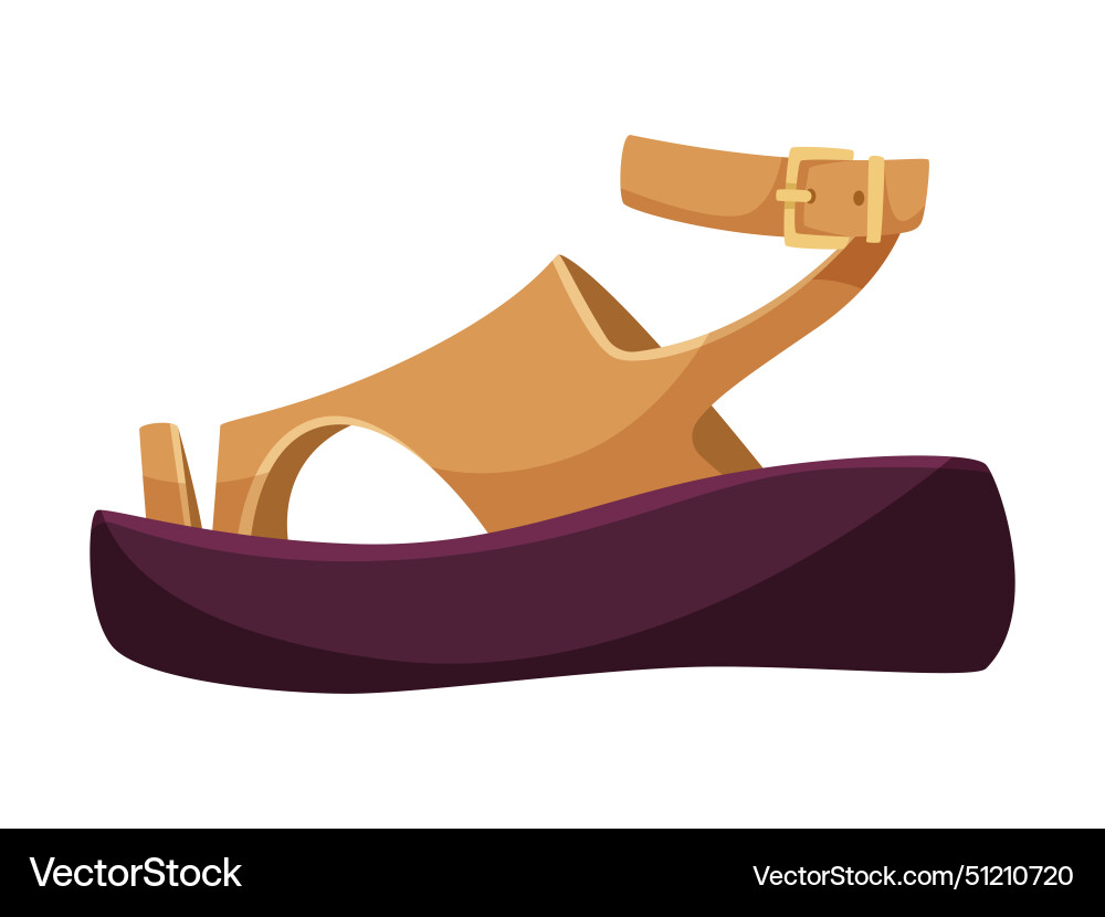 A tan and purple platform sandal Royalty Free Vector Image