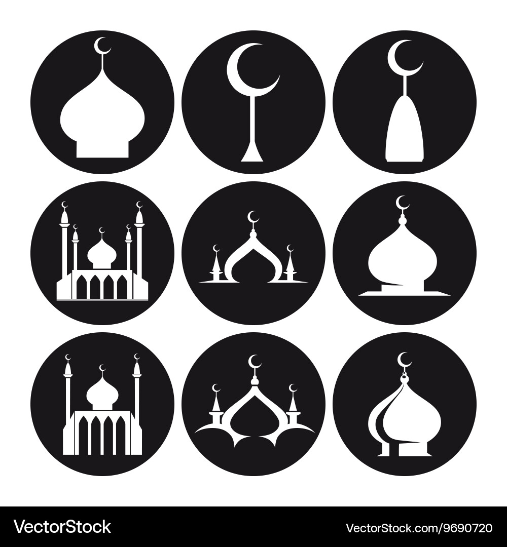 Black and white islamic mosque Royalty Free Vector Image