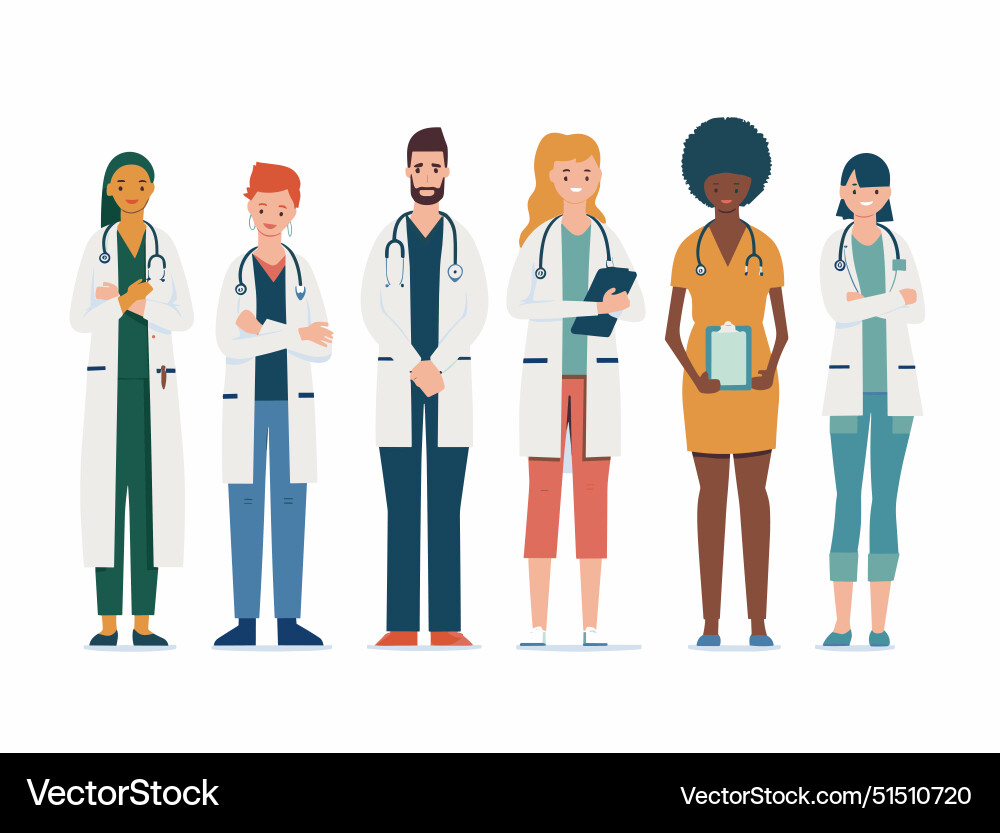 Diverse group cartoon medical professionals Vector Image