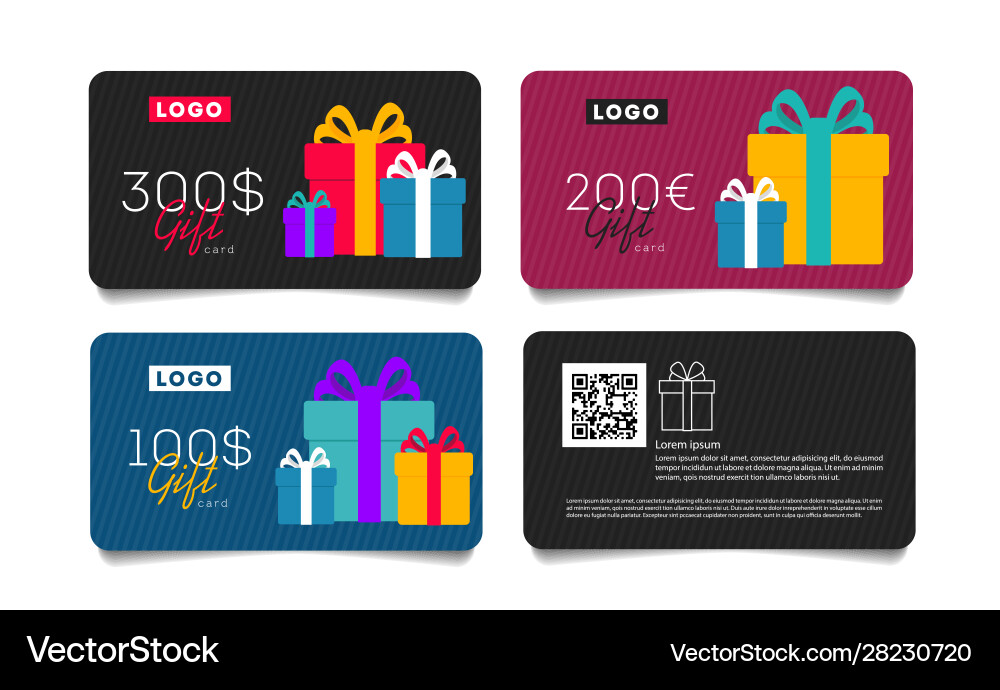 Gift card template with monetary award and Vector Image